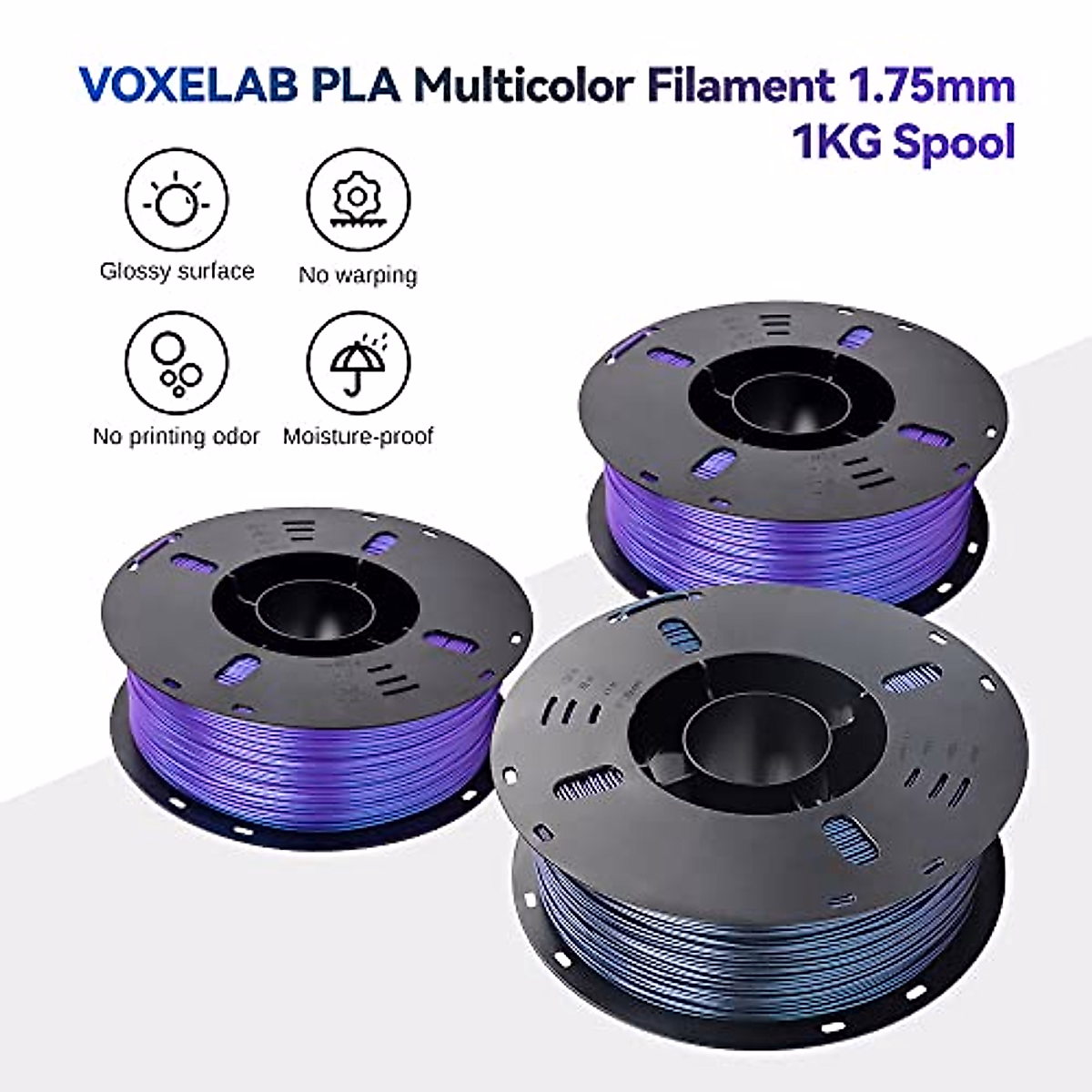 Voxelab 3D Printer Filament, 1.75mm PLA Multicolor Filament, Dimensional Accuracy +/- 0.02 mm, 3D Printing Material 1kg/ Spool, Compatible with FDM 3D Printer/Pen (Burnt Titanium)
