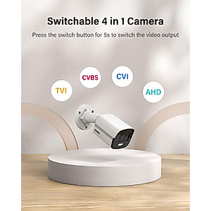 ANNKE 3K Add-On Security Bullet Camera with Full Color Night Vision, 4-in-1 TVI/AHD/CVI/CVBS CCTV Surveillance Wired Cam with Built-in Mic, 2.8mm Lens, IP67 Weatherproof, (Cable & Adapter Included)