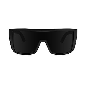 BOMBER Saftey Glasses for Men and Women, Dark Lens Safety Glasses with Square Matte Black frame, Removable Side Shields included, z87 Compliant - BZ103