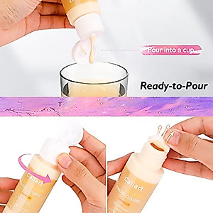 Caliart Acrylic Paint Set with 12 Brushes, 36 Pastel Colors (59ml, 2oz) Art Craft Paint for Artists Students Kids Beginners & Hobby Painters, Halloween Canvas Ceramic Wood Rock Painting Supplies Kit