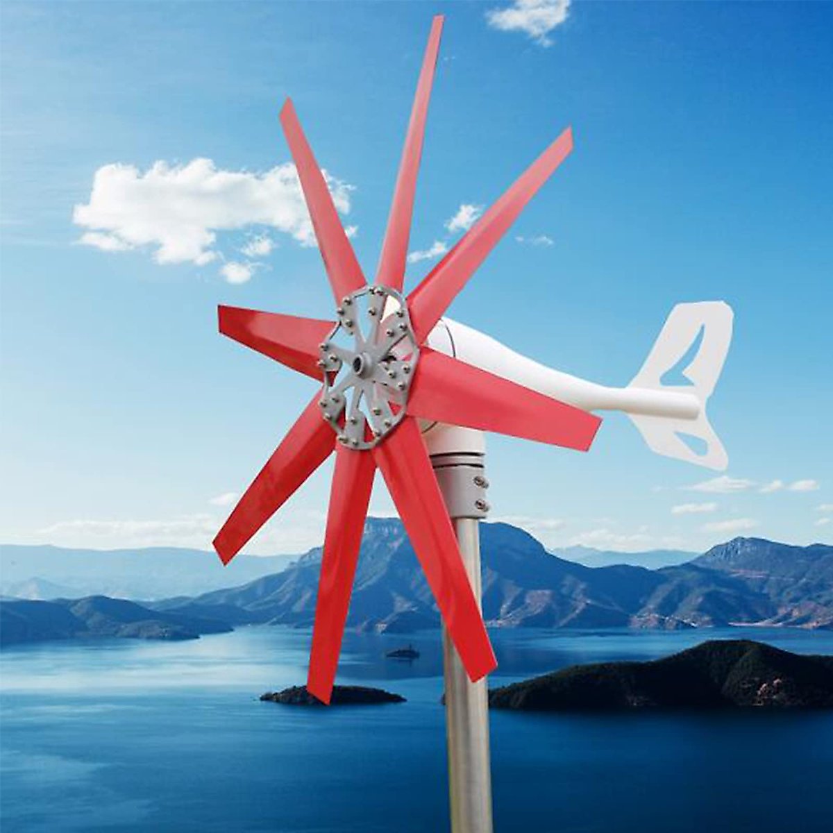HUIZHITENGDA 12000W Vertical Axis Wind Turbines, 110V /220V Generator Lantern Motor Kit Windmill Energy Charge Turbines for Higher Power Generation(White),220v