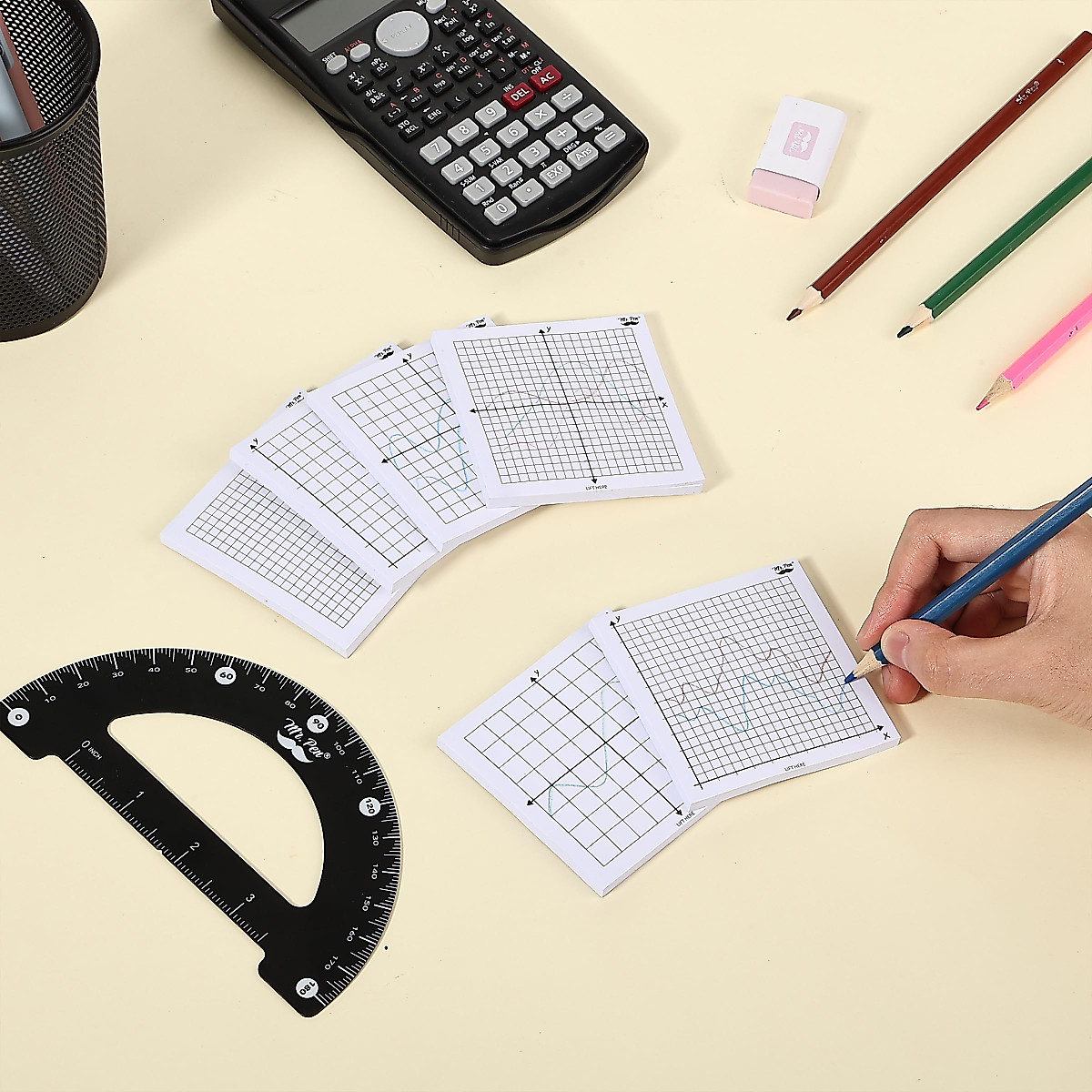 Mr. Pen- Graph Paper Sticky Notes, 6 Pads, 3x3 Inch, Graph Sticky Notes, Math Graph Paper, Graphing Sticky Notes, Grid Sticky Notes, Grid Notepad, Mini Graph Paper