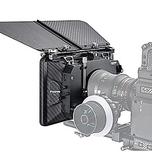 Tilta Matte Box for Studio Cinima Cameras, 3 Pcs 4x5.65 Filter Frame with 5 Lens Adapter Rings (134/114/110/95/80mm) Carbon Fiber Top Flag 5 Pcs Front Matte 15mm Rod Adapter MB-T12