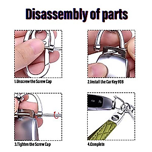 Moly Magnolia Microfiber Leather Car Keychain, Zinc Alloy Key Fob Holder, 360° Rotatable Keyring with Anti-Lost D-Ring for Women Men (Green)