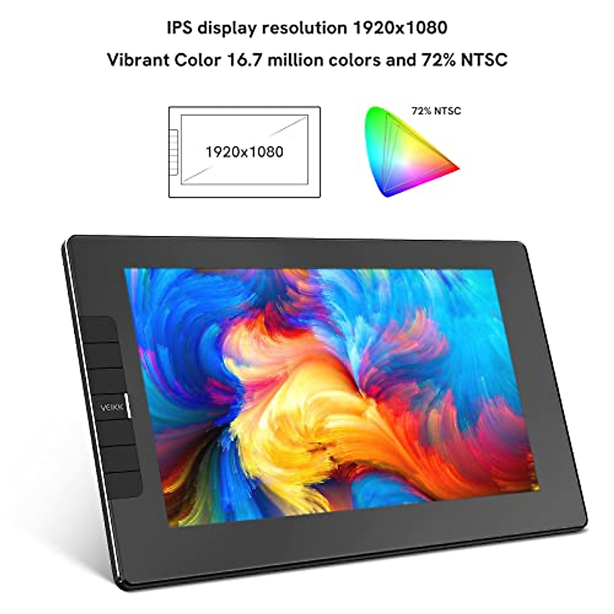 VEIKK VK1200 Drawing Tablet with Screen, 11.6 Inch Full-Laminated Graphic Drawing Monitor, with Battery-Free Pen and Tilt Function, 6 Customized Keys(Must be Connected to a Computer to Work)