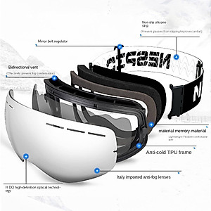 ZSQZJJ Ski Goggles Double Layer Antifog Glasses Mountaineering Ski Goggles