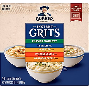 Quaker Instant Grits, 4 Flavor Variety Pack, 0.98oz Packets,44 Count (Pack of 1)
