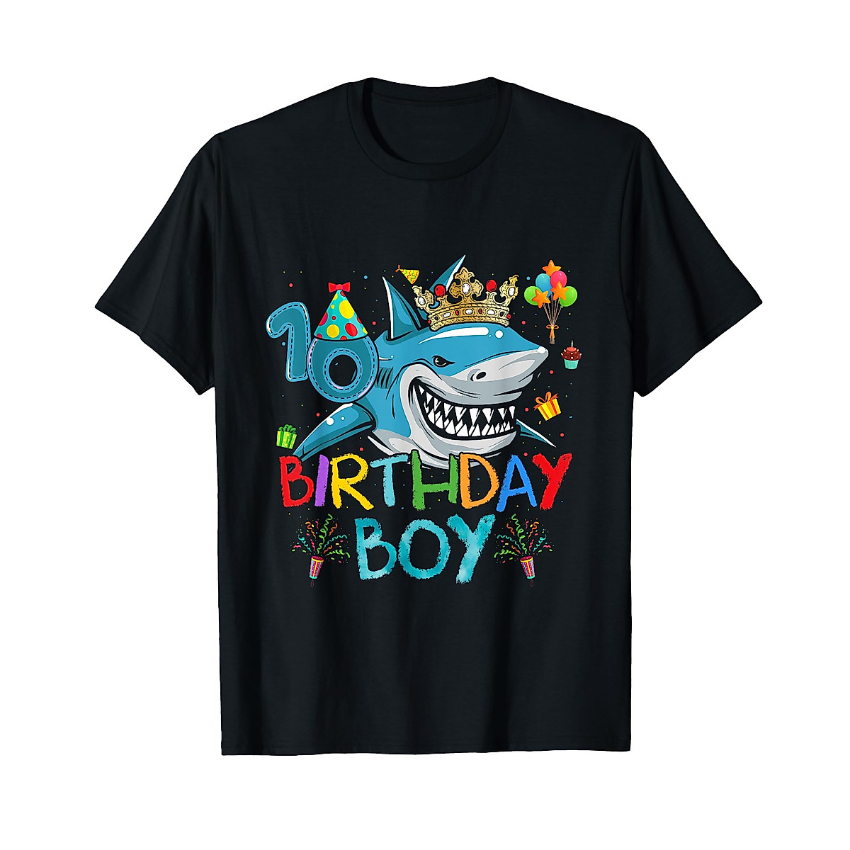 10th Birthday Shark Ocean Theme Party 10 Years Old For Boy T-Shirt