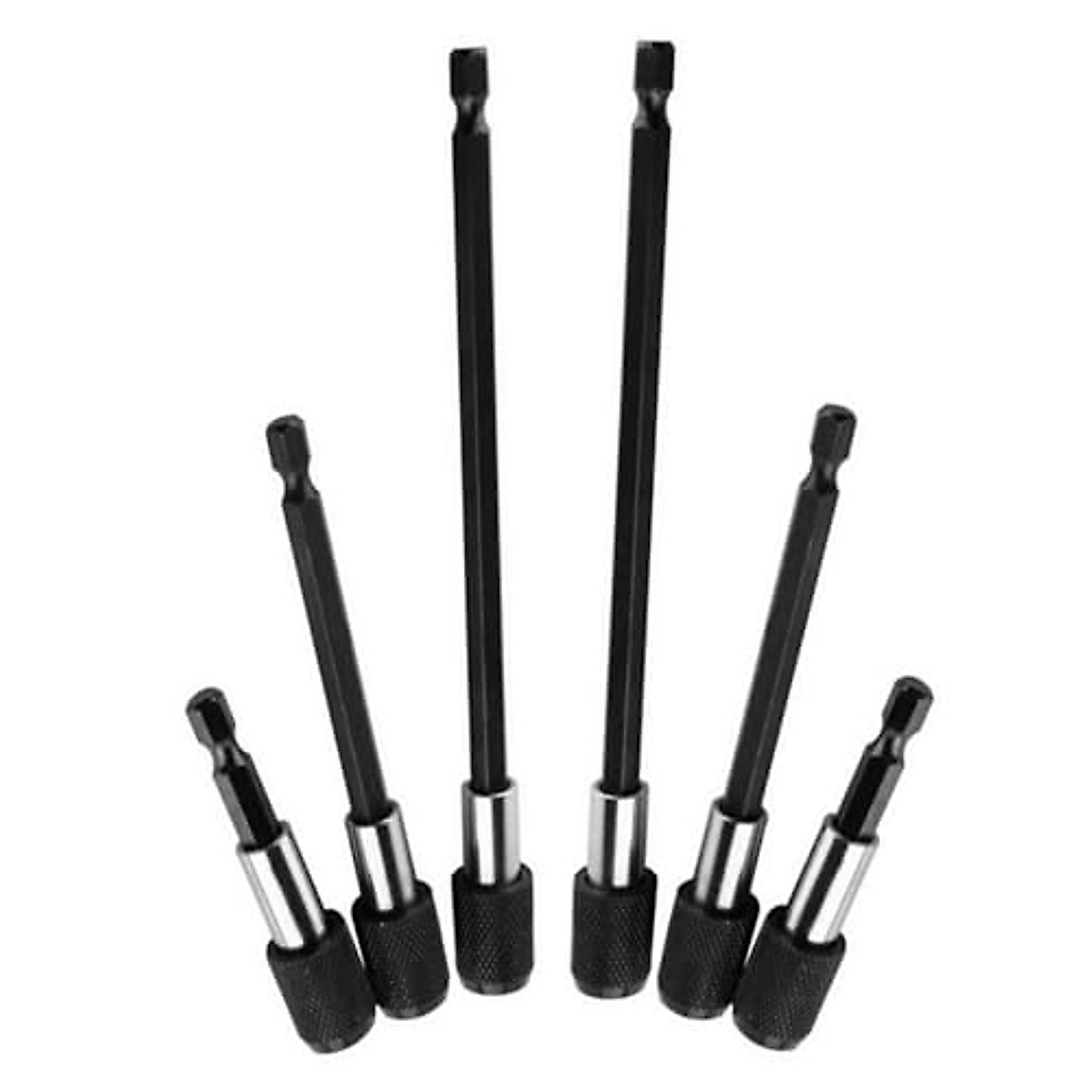aiyun Drill Bit Extension Set - 6 PCS Quick Release Magnetic Drill Extension Bit Holder with 1/4” Hex Shank (Black)