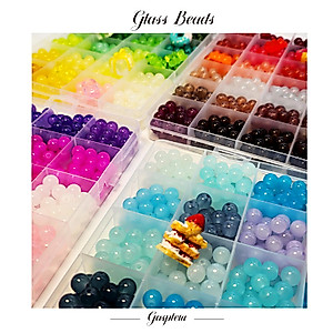 Gaspletu 2500PCS 8mm Glass Beads Bracelet Making Kit, 96 Colors Crystal Beads for Jewelry Making, 4 Box Round Beads Suitable for Beginners