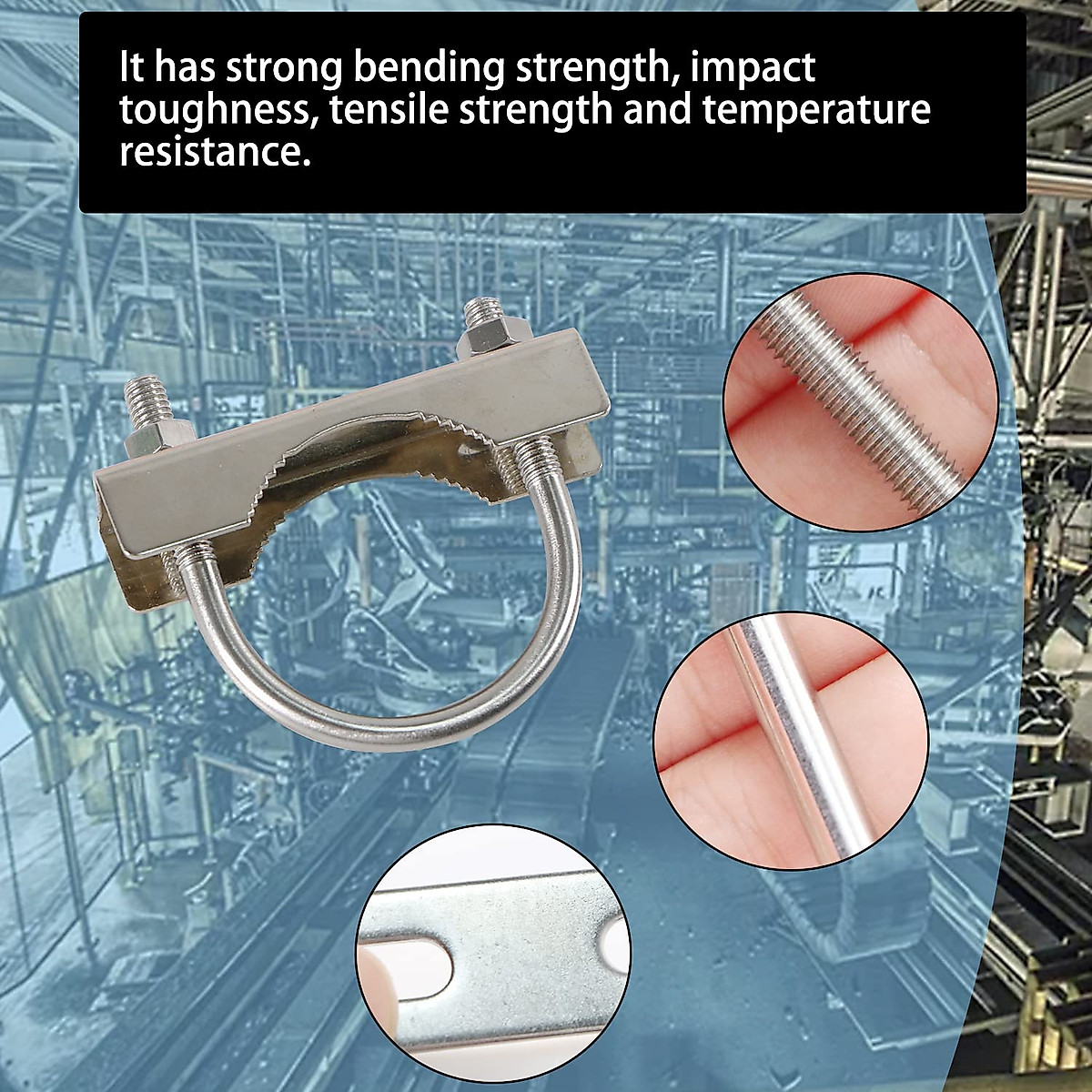 Aopin Stainless Steel U-Bolt 1/4"(D) x 1-5/8"(W) X 2-1/2"(L) Steel Antenna Clamps Boat Trailer Replacement U-Bolt with Accessories Nut, Baffle, Spring Release Washer.4Pcs