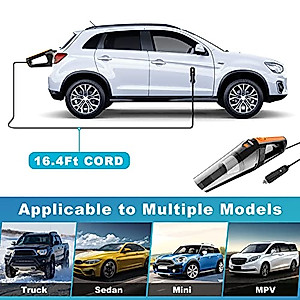 FRESMOL Portable Car Vacuum Cleaner High Power 8000PA/100W/DC12V, 16.4Ft Corded Handheld Car Vacuum with LED Light, Deep Detailing Cleaning Kit of Car Interior with Dry for Men/Women