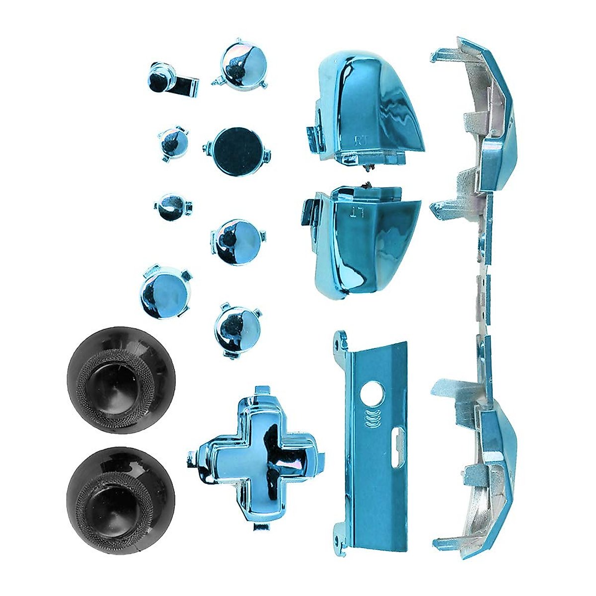 Joystick for Xbox, Gamepad Electroplating Buttons for Xbox One Slim Controller Gamepad Replacement Kit with Mushroom Cover Cross Shaped Left/Right Bumper Baffle,etc(Blue)