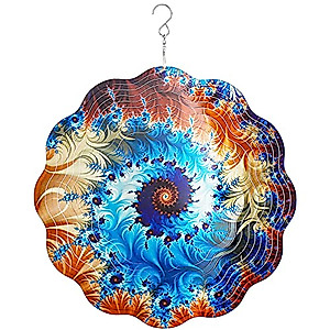 Mandala Wind Spinner,Kinetic 3D Weird Metal Outdoor Spinning Ornaments,6 in Small Wind Sculptures & Spinners Indoor Garden Yard Art Decor,Stainless Steel Multicolor Wind Catchers Hanging Decoration