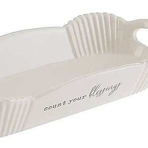 Mud Pie Blessings Bread Bowl and Towel Set, White, Small