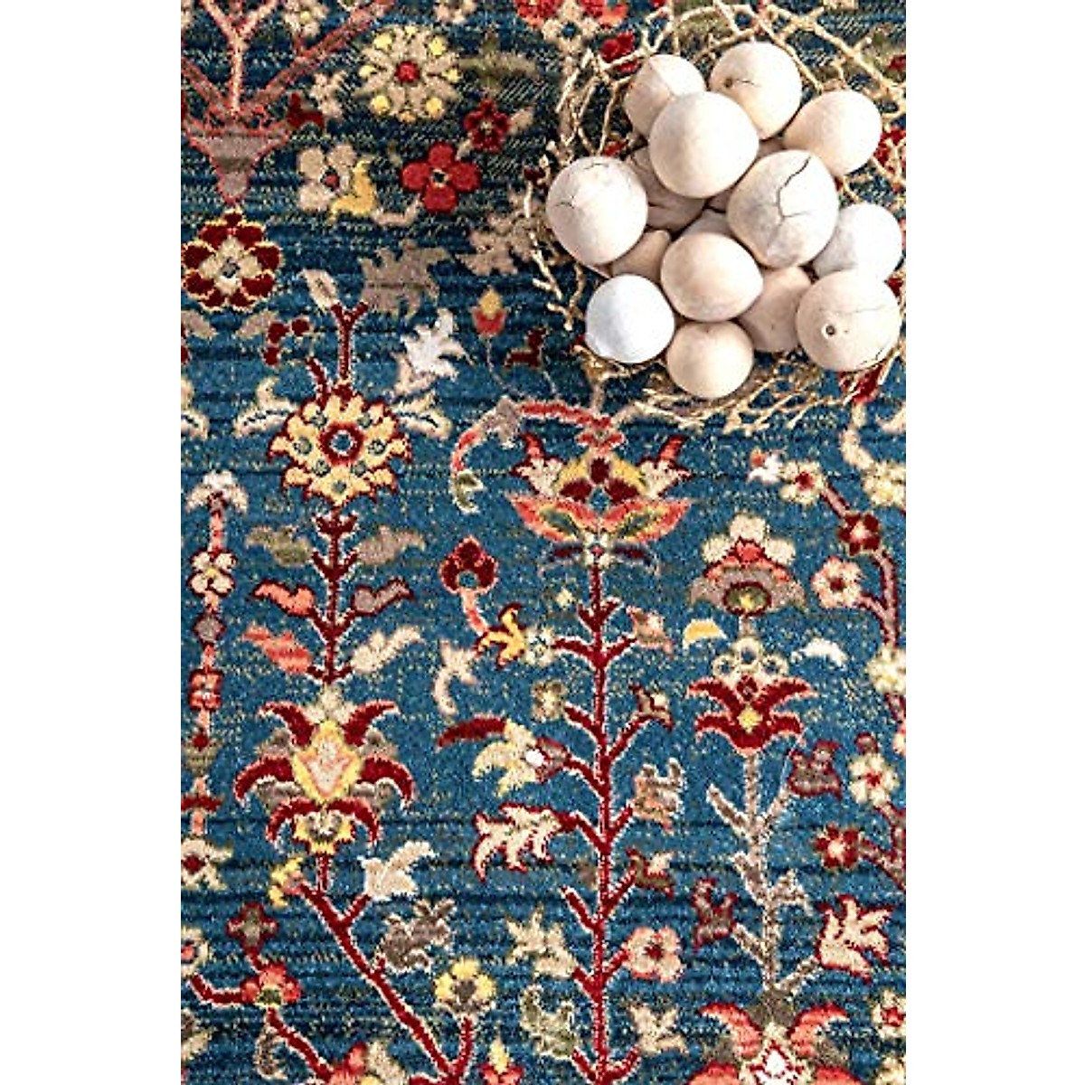 nuLOOM Valentina Tribal Fringe Runner Rug, 2' 6" x 8', Blue