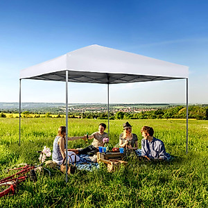 MFSTUDIO 10x10 Outdoor Pop Up Canopy Tent,Easy Set-up Straight Leg Folding Instant Shelter for Beach,Party and Camping, 100 Sq. Ft of Shade (White)