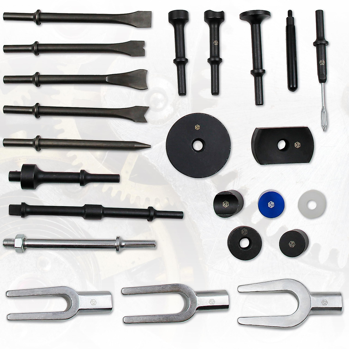 Air Hammer Kit Multi-functional 24 PCS, Pneumatic Hammer 2200 BPM, Air Hammer Piece Chisel Set with Carrying Case & Gloves