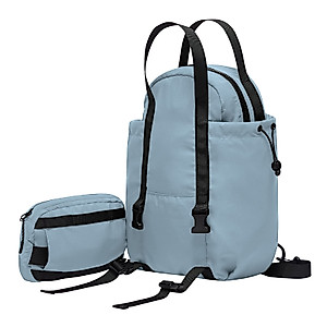 Wjustforu Hiking Backpack with Multiple Pockets for Men Women Lightweight Water-Resistant Travel Essentials Perfect for Camping Biking Yoga Mini Backpack Fanny Bag Set Grey Blue