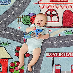 LIVEBOX Soft Kids Rug 4'x6' Carpet Play Mat for Baby Boys Girls, City Life Road Traffic Playroom Rug for Playing Cars Toys, Educational Nursery Rug for Children Bedroom Kids Room