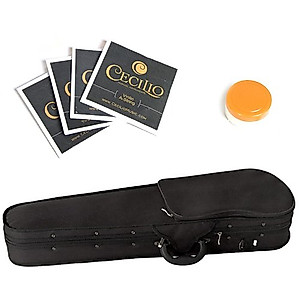 Mendini by Cecilio 16-Inch MA-Black Solid Wood Viola with Case, Bow, Rosin, Bridge and Strings
