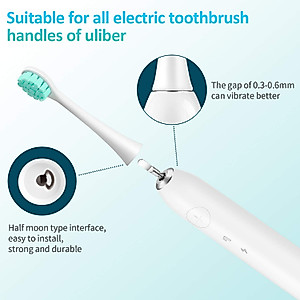 Suitable for all electric toothbrush handles of Uliber,3 Soft DuPont Replacement Brush Heads-Includes 1 Bright white,1 Deep cleaning&1 Sensitive Clean,Soft silicone tongue coating brush