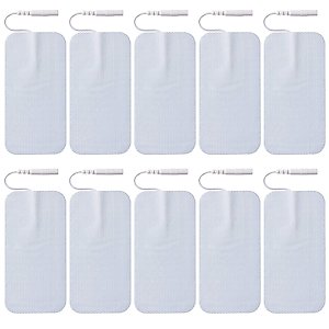 LiteTour 10 Pieces Large Electrode Pads - Premium Reusable TENS Unit Pads with Standard 2mm PIN Connector - 2x4 Inches Self-Adhesive for Pain Relief and Muscle Stimulation