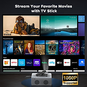 Native 1080P Mini Projector with 5G WiFi and Bluetooth (with Tripod), 4K Supported Outdoor Projector, Portable Movie Projector Compatible with TV Stick, iOS, Android, PS5, HDMI, USB, Vecupou