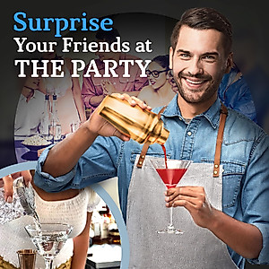 Highball & Chaser Cocktail Shaker Set: Bartender Kit for Home Bar Mixology Cocktail Bar Set Plus E-Book with 30 Recipes (Antique Gold)