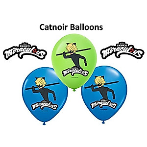 Vision Licensed Miraculous Party Supplies Ladybug Balloons 25 Pcs & Happy Birthday Banner Set For Miraculous Theme Birthday Kids Party