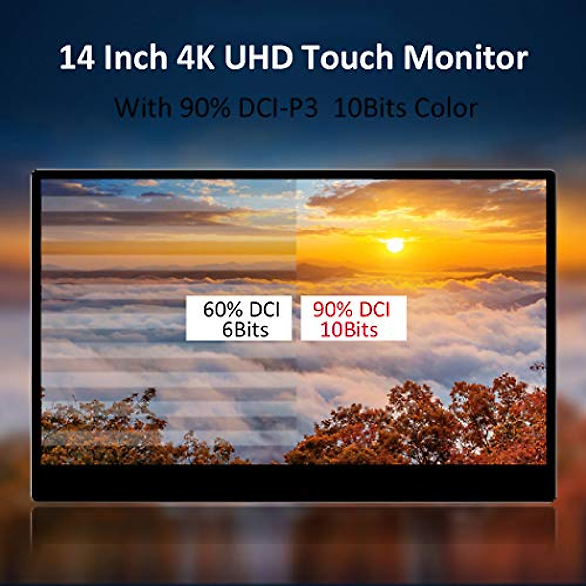 Portable Touch Monitor,Corkea 8.9 Inch 1920×1200 IPS Display with Dual USB-C and HDMI Input,HDR,Slim and Lightness,S Built-in Dual Speakers External Monitors (14 Inch 4K Touchscreen Monitor)