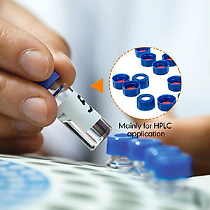 PEKYBIO HPLC 9-425 Screw Thread Vial Blue Caps, 2ml autosampler Vial caps, 9 mm, Red PTFE/White Silicone Septa, 100 pcs/pk