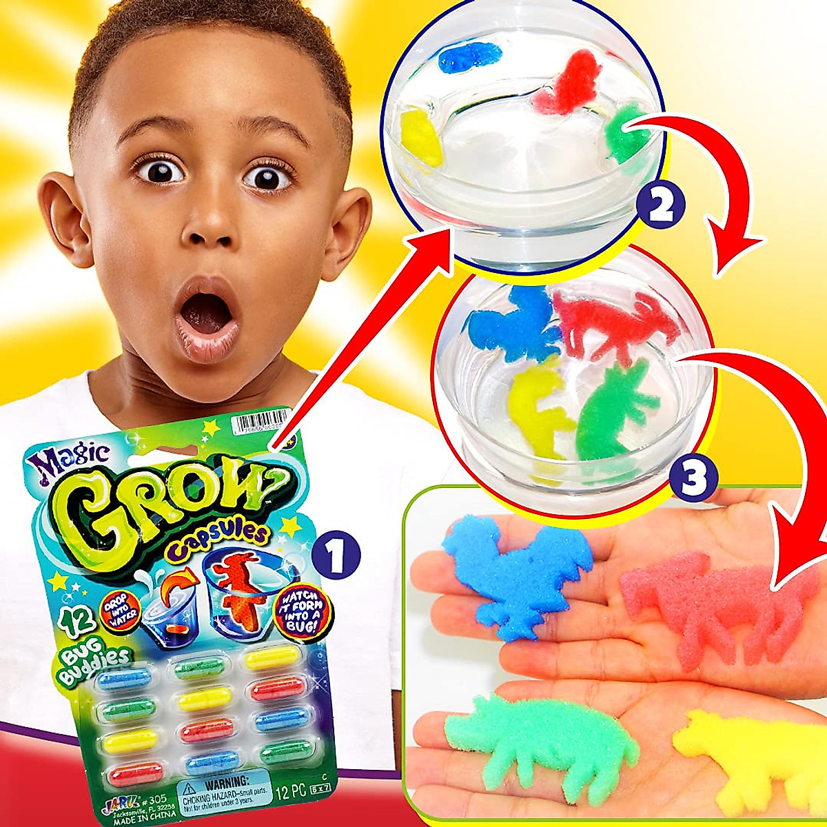 JA-RU Magic Grow Capsules (12 Pack,144 Capsules) Sea Creatures, Dinosaur, Animal Farm Toys. Water Growing Toys for Kids. Expanding Foam Bath Toys. Animal Party Favors Fidget Toy. J-305-12p