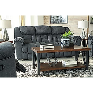Signature Design by Ashley Capehorn Oversized Manual Pull Tab Reclining Sofa, Dark Gray