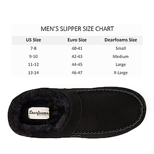 Dearfoams Men's Reed Suede Clog Slipper, Black, 11