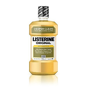 Listerine Original Oral Care Antiseptic Mouthwash with Germ-Killing Formula to Fight Bad Breath, Plaque and Gingivitis, 500 mL (Pack of 4)