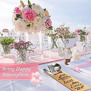 100 Pieces Silverware Bags Tomorrow Will Be The Best Day Ever Rehearsal Dinner Tableware Utensil Holders Rustic Cutlery Pouch Bag Silverware Holder Bag for Wedding Rehearsal Dinner, 2.8 x 7.8 Inch