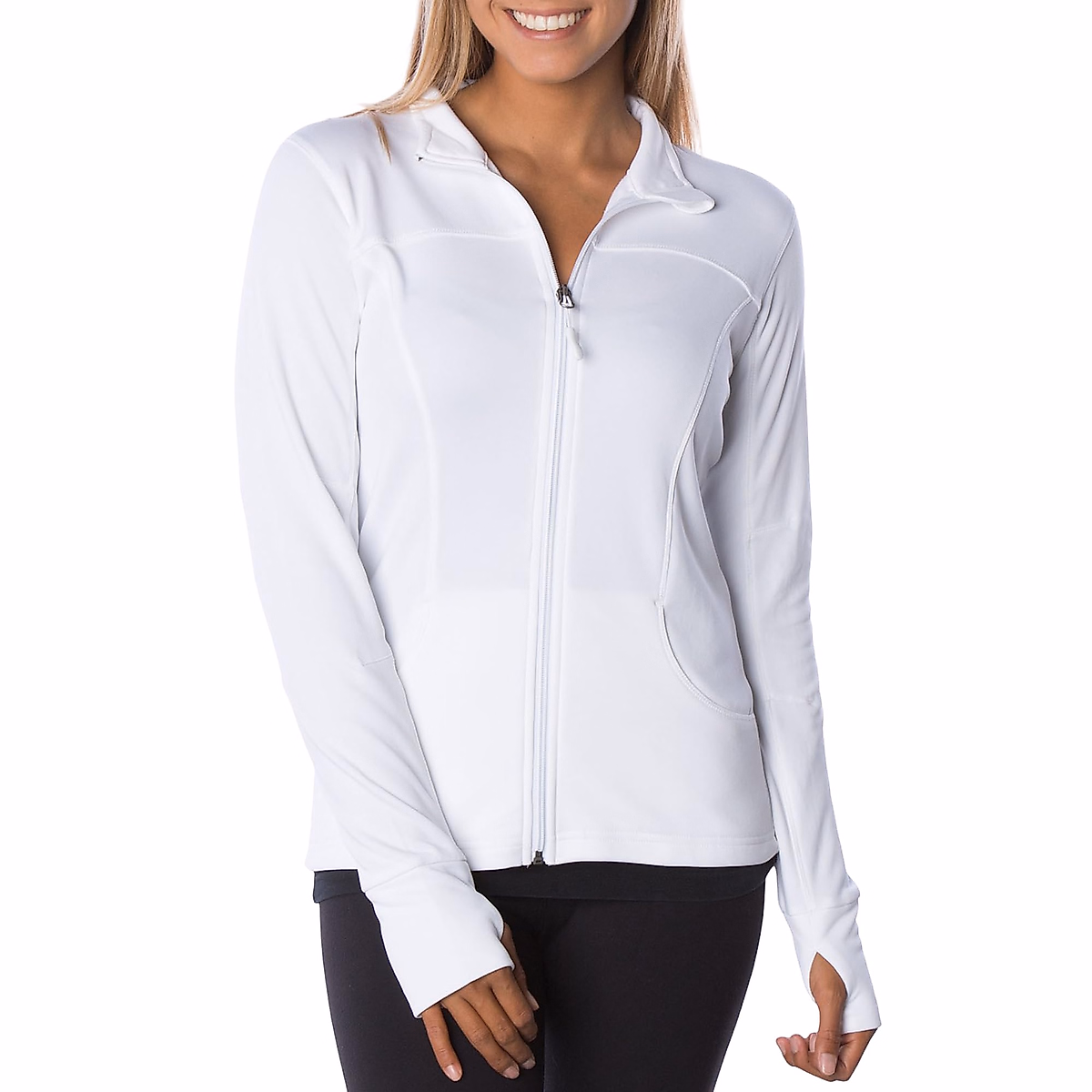 Global Blank Define Jacket Womens Athletic Jackets for Workout, Scrub and Gym Jackets Women, White, Small