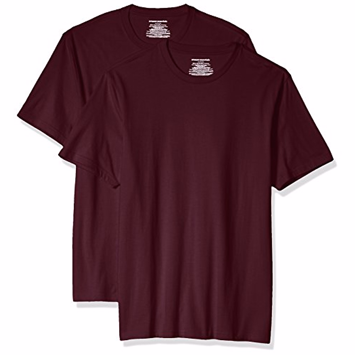 Amazon Essentials Men's Slim-Fit Short-Sleeve Crewneck T-Shirt, Pack of 2, Burgundy, Large