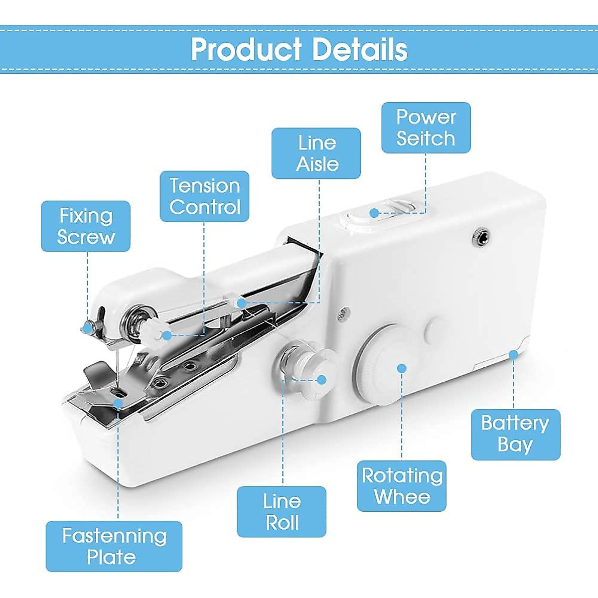 Estink Handheld Sewing Machine Mini Portable Quick Repairing Cordless Sewing Machine for DIY Multifunctional Single Stitch Sewing Machine