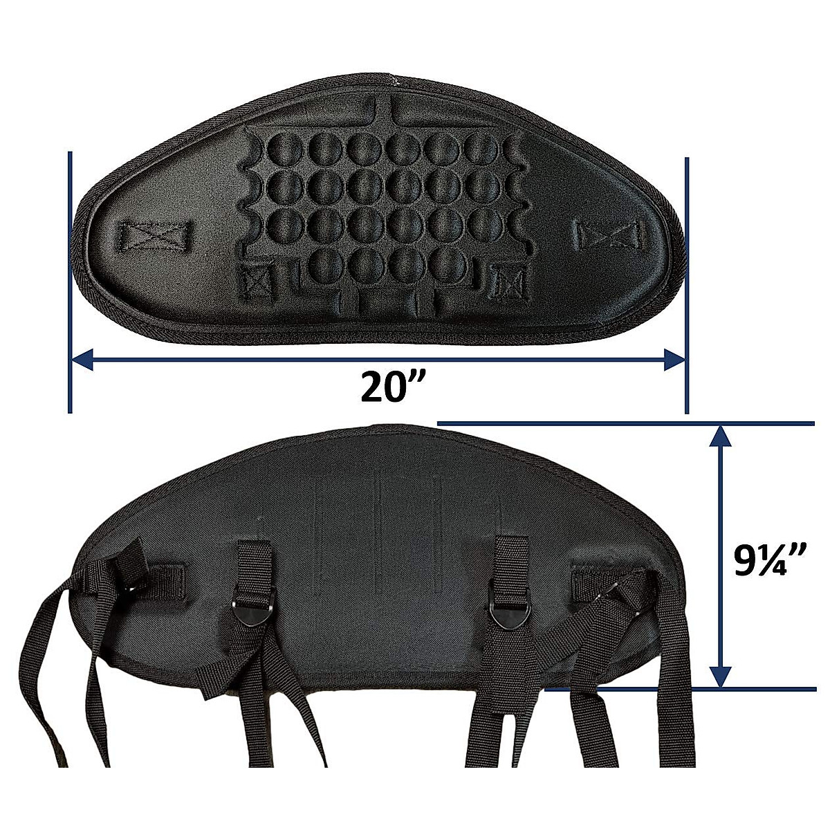 Pactrade Marine Adjustable Straps Black Padded Kayak Back Canoe Backrest Support Comfy Cushion Sit On Top Fishing Brass Clips Canoeing Kayaking Rafting Rest Pad Antiskid (2)