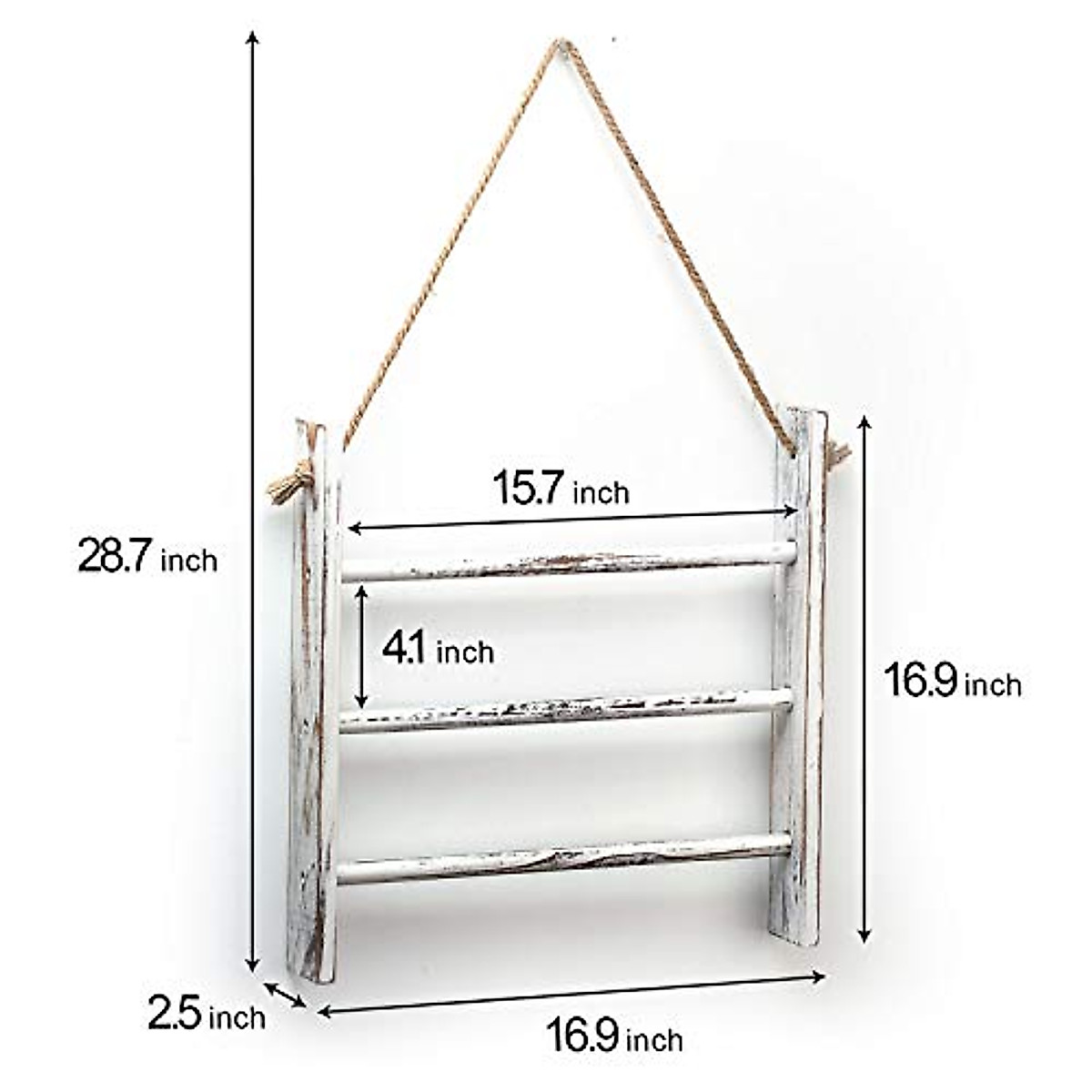 Ladder Hand Towel Rack for Bathroom, Blanket Ladders for The Living Room Hanging Blanket Ladder Rustic Decorative Ladder for Blankets Whitewashed Towel Ladder