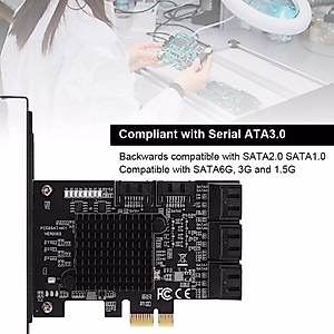 Heayzoki Ports PCI-E to SATA 3.0 Card,PCI Express PCI-e Expansion Card,PCI-E to SATA3.0 Controller Expansion Board,for 7/8/XP/10,with Driver Disc,Semi-High Baffle