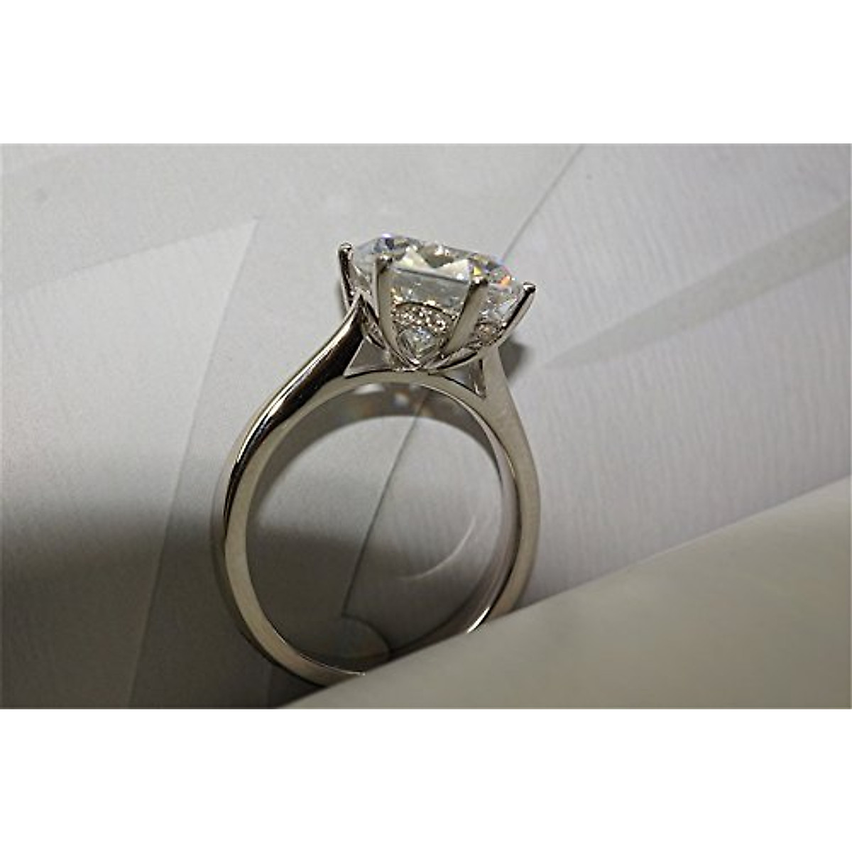 TenFit Jewelry Elegant 4ct Round Cushion Cut Solitaire Halo Diamond Wedding Engagement Ring, Size:6