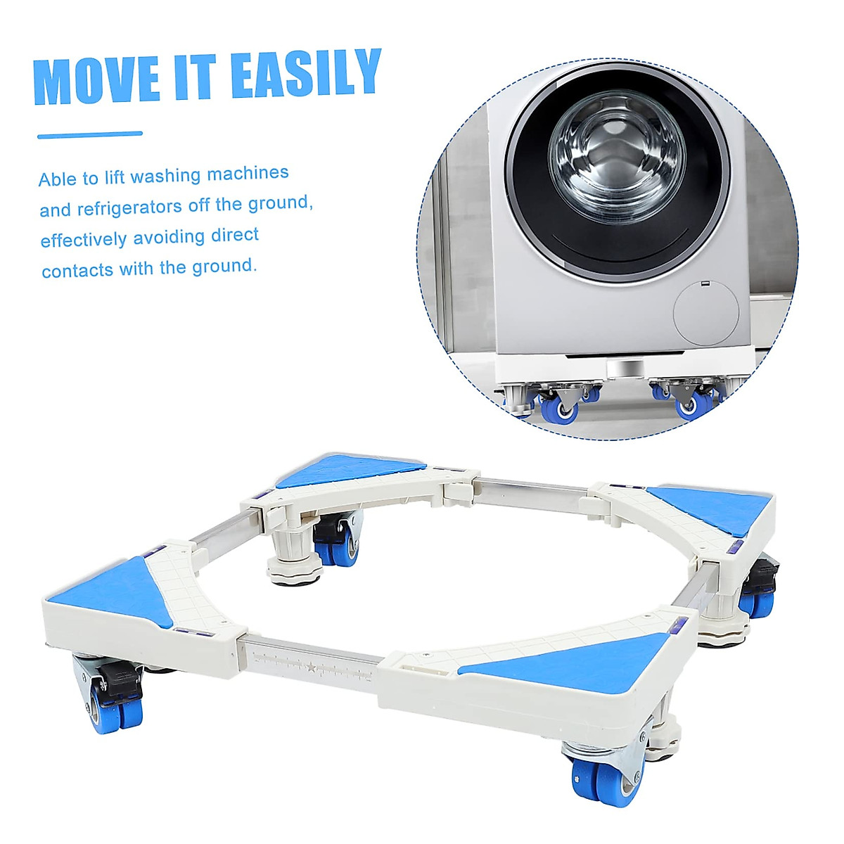 SHOWERORO Shelf Kitchen Appliance Movable Base Braces Washing Machine Base Washing Machine Bottom Stand Dryer Machine Fridge Stand Appliance Stand Plastic Universal Wheel White Floor Mat