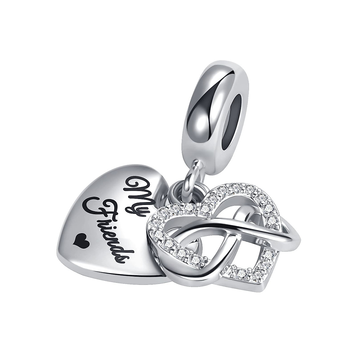 QeenseKc My Best Friend Friendship Charm Heart Infinity Bead for Pandora Bracelet (Aut-173_Fri)