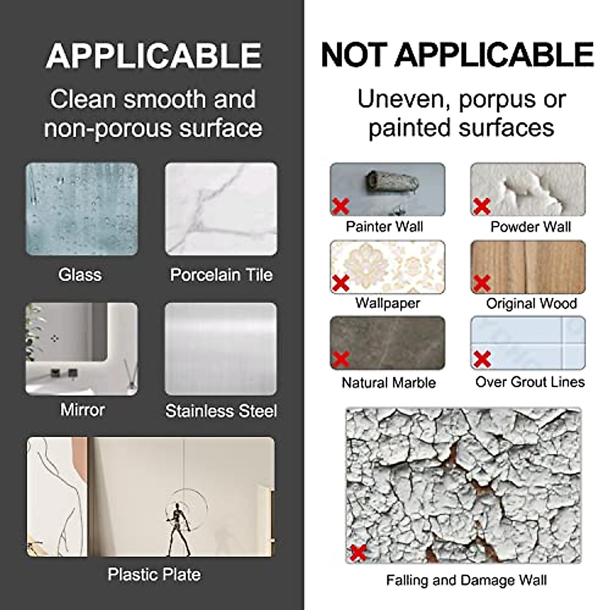 CTOHN Suction Cup Hooks for Shower, SUS 304 Stainless Steel Vacuum Towel Hooks Wall Mounted, Brushed Nickel Silver Shower Hooks for Bathrooms