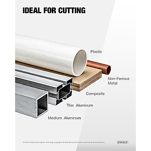 CRALY 7-1/4 Inch 56 Teeth Aluminum and Non-Ferrous Metal Cutting Circular Saw Blade, 5/8 Inch Arbor, Carbide Tipped, Thin Kerf, Black Ice Coating, for Medium Aluminum, Plastic, Composite(C0756AL)