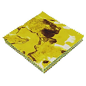 Soimoi Marble Textures Print Precut 5-inch Cotton Fabric Quilting Squares Charm Pack DIY Patchwork Sewing Craft- Yellow & Green