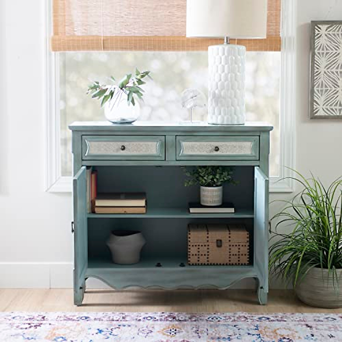 Powell Antique Console, Blue/White